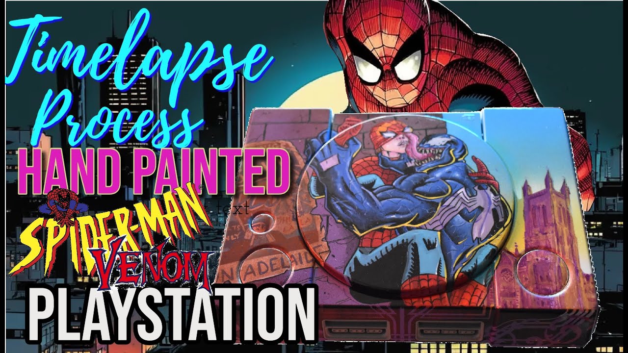 CUSTOM PAINTED PLAYSTATION - Spider-Man/Venom Themed Process/Timelapse ...