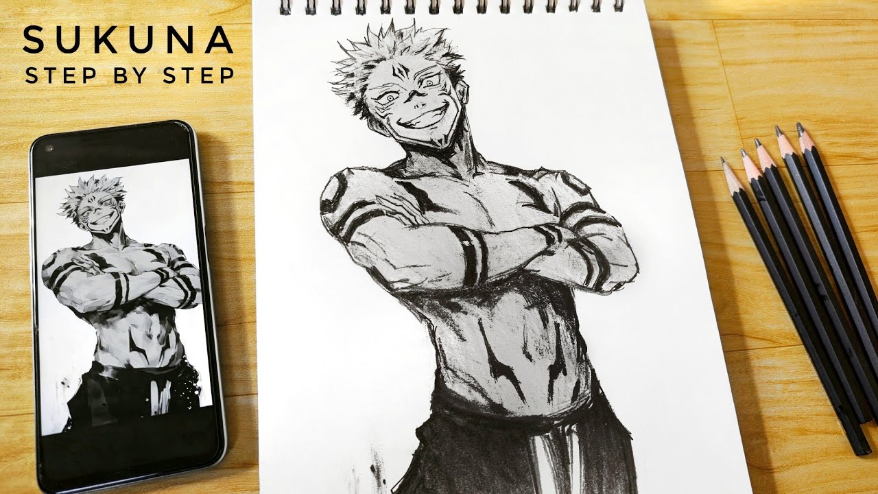 How to Draw Ryomen Sukuna | Full Body Sukuna Drawing Tutorial | Anime ...