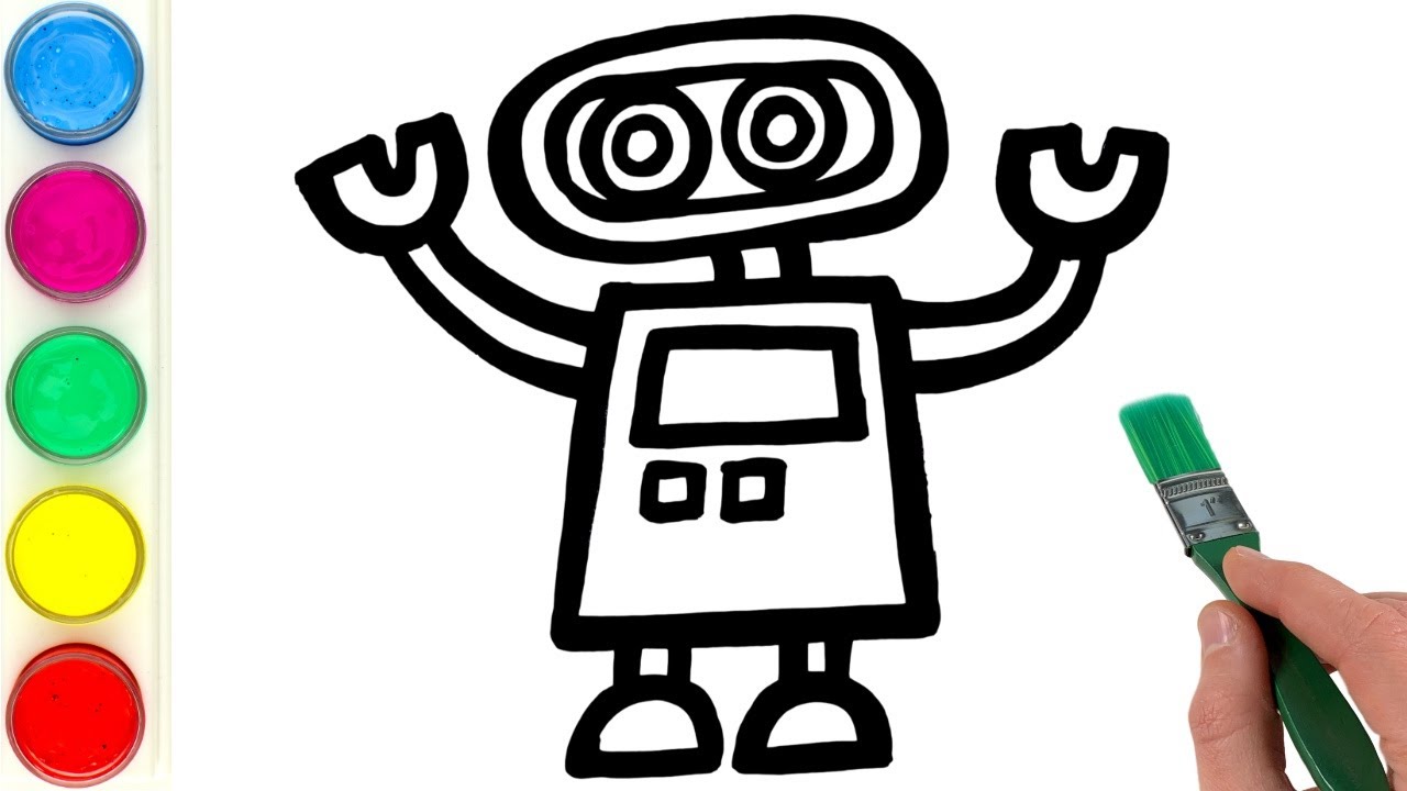 Glitter Robot Drawing and Coloring for kids and toddlers #19 | Art and ...