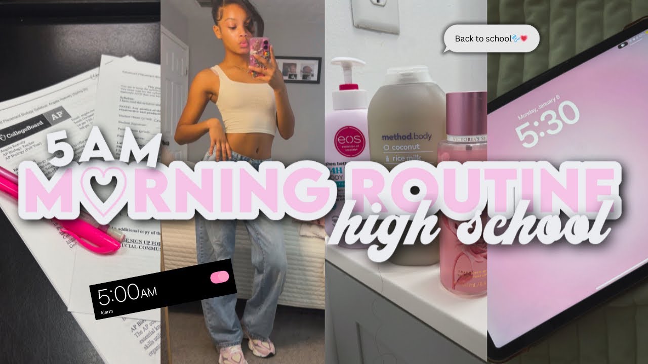 MY 5AM HIGHSCHOOL MORNING ROUTINE | grwm, ootd, skincare, chitchat ...