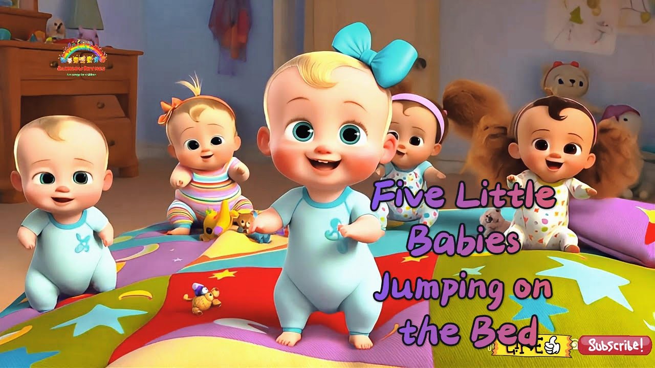 Five Little Babies Jumping on the Bed - Children's Sing along - a ...