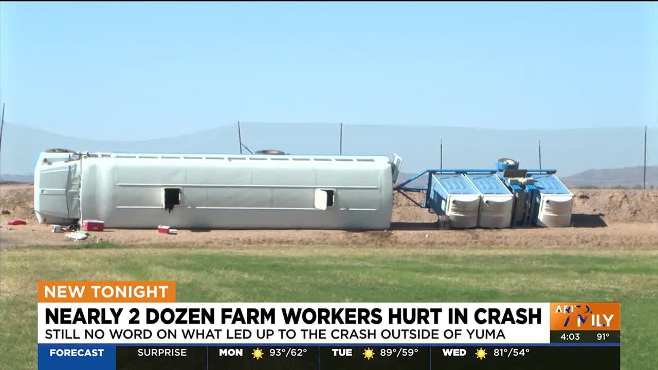 21 farm workers hurt in bus crash outside of Yuma - YouTube