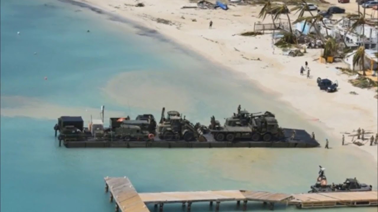 Relief at LAST! Royal Navy relief crew lands in hurricane hit Caribbean ...