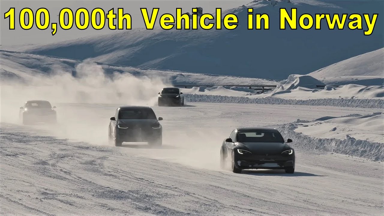 Tesla Celebrates Registration of its 100,000th Vehicle in Norway - YouTube