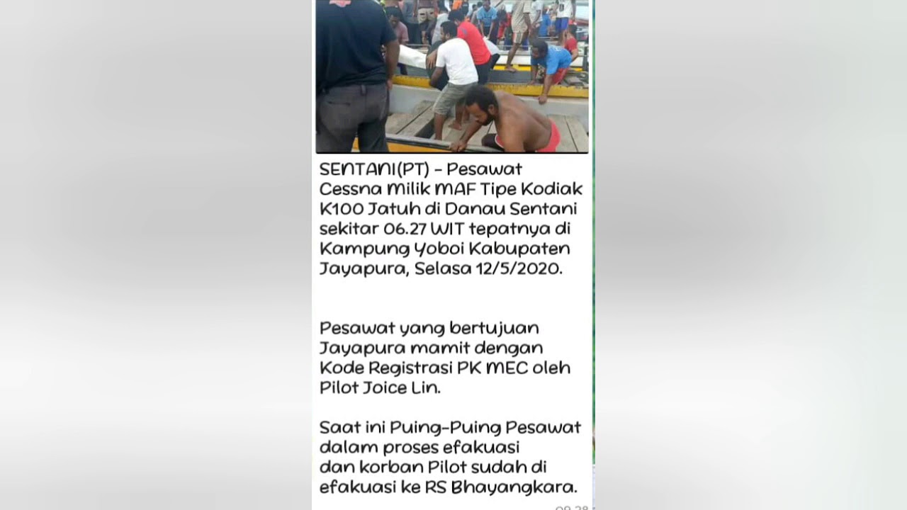 PESAWAT MILIK MAF JATUH DI DANAU SENTANI - YouTube