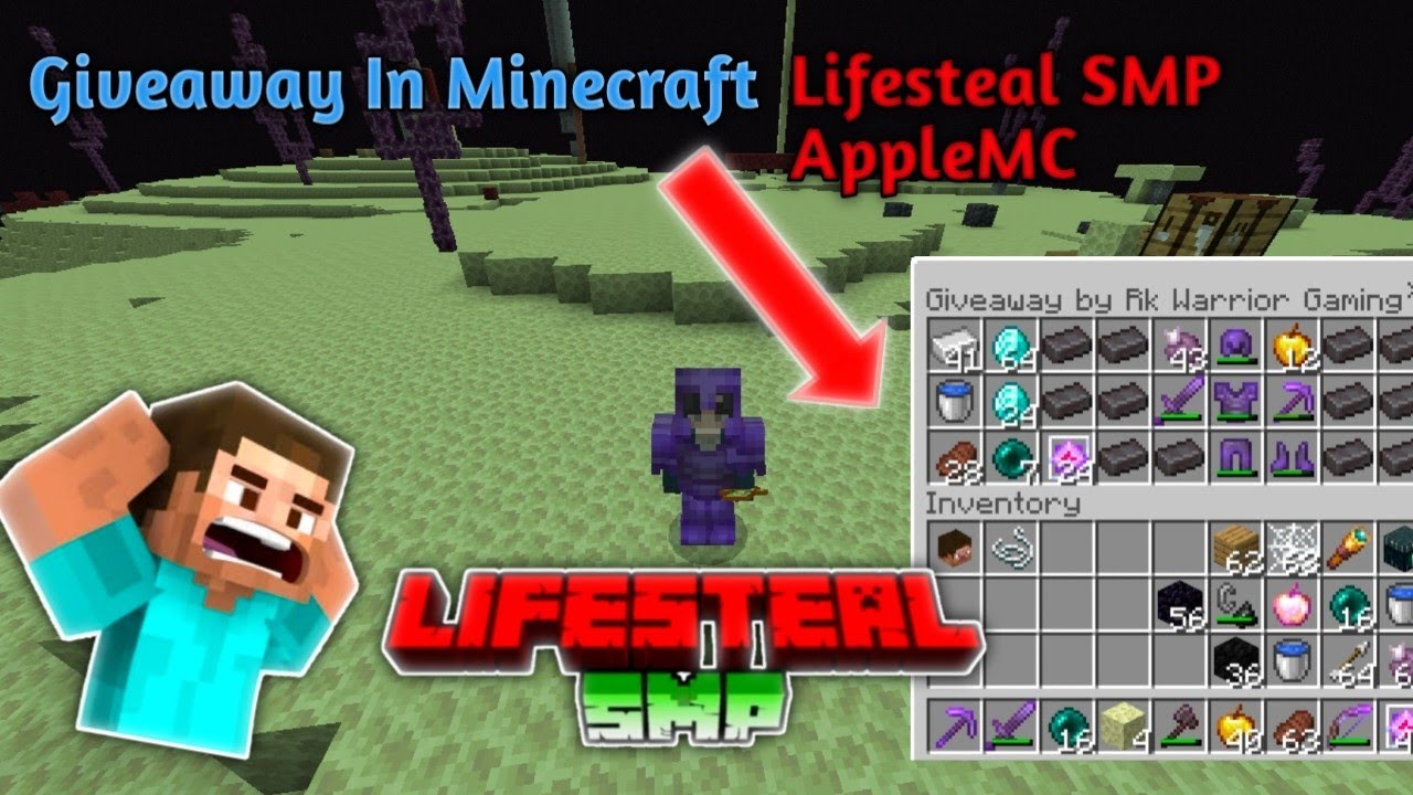 Giveaway in Minecraft Lifesteal SMP AppleMC || #applemc - YouTube