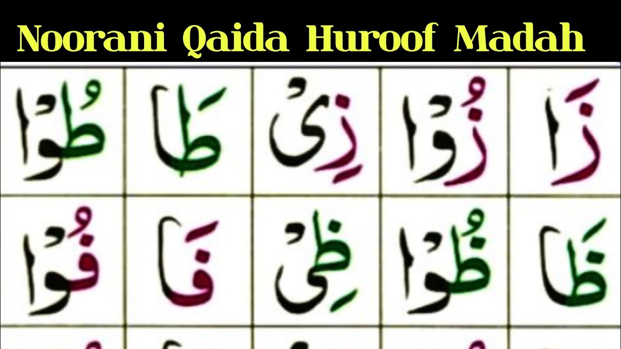Noorani Qaida Lesson 8: Huroof Madda P-2 / Learn Quran and Noorani ...