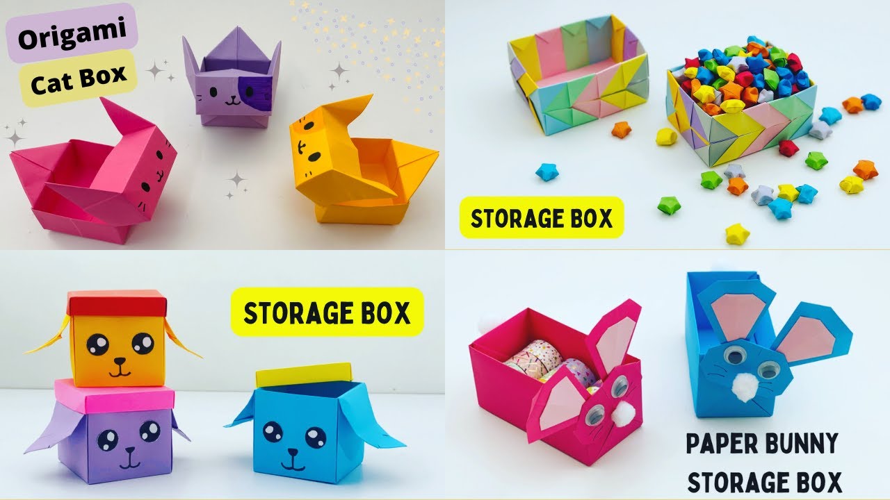 4 Cute DIY MINI PAPER STORAGE BOX / Easy paper craft/ paper craft ...