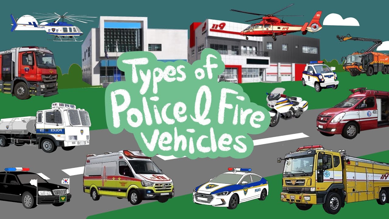 Police cars & Fire Trucks | Types of Police&Fire Vehicles | Let's Learn ...