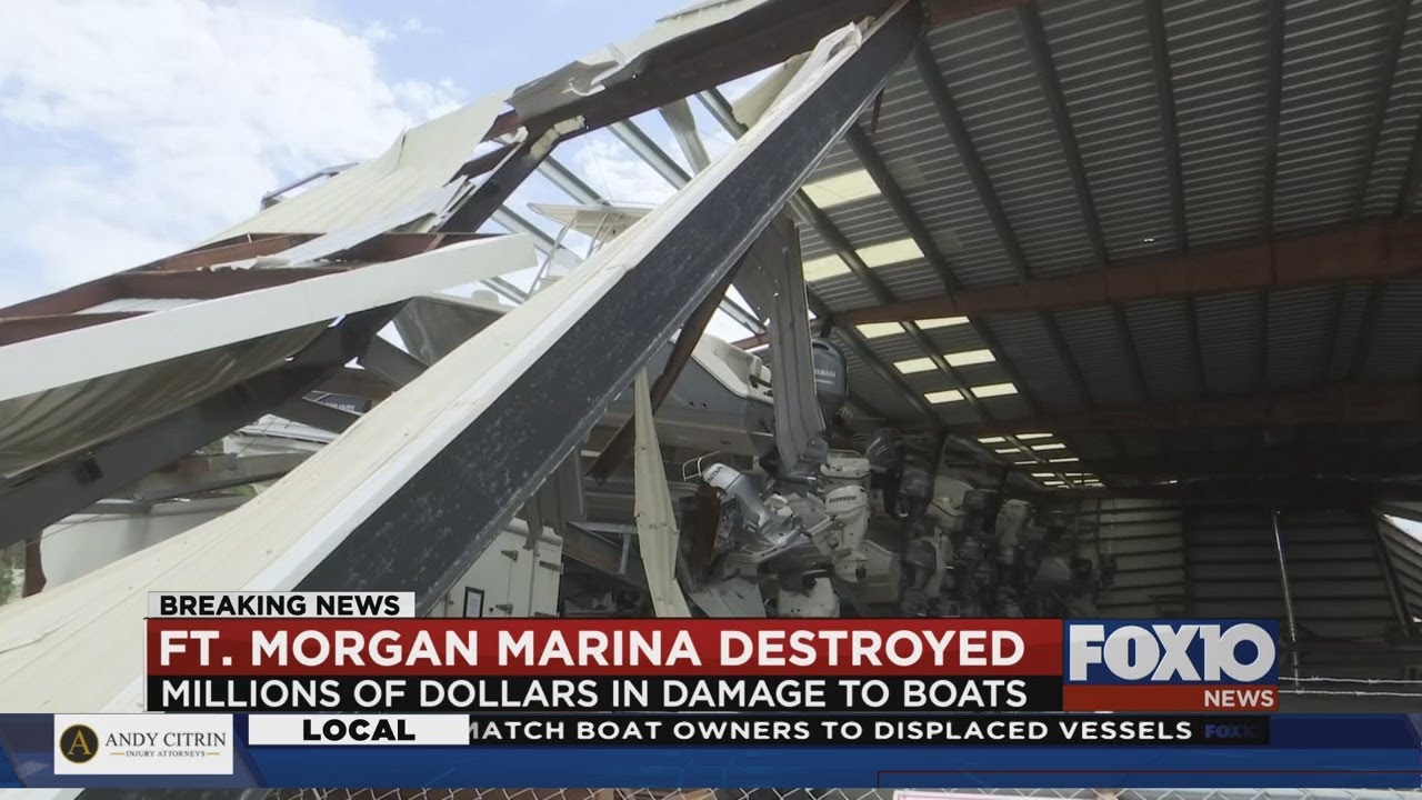 Fort Morgan Marina destroyed - YouTube