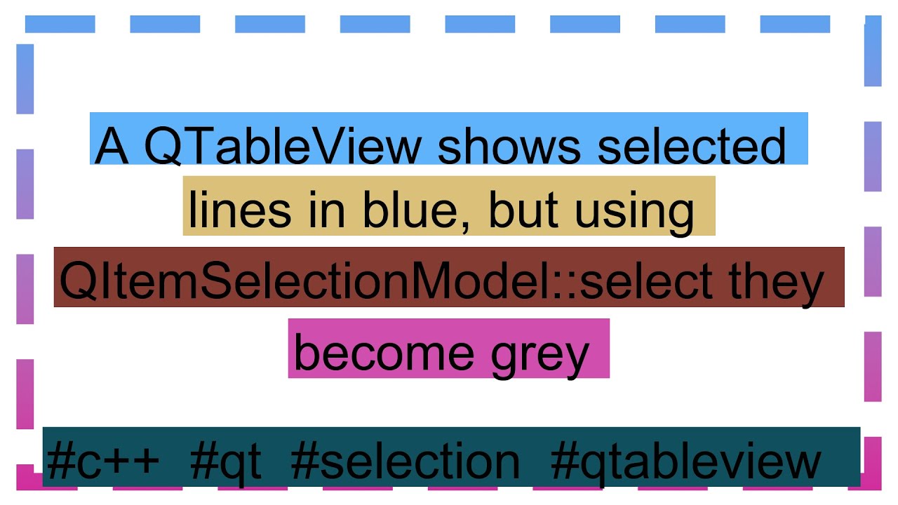 A QTableView shows selected lines in blue, but using QItemSelectionModel::select they become ...