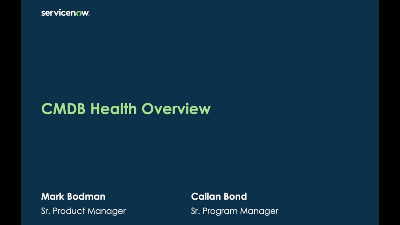 Data Foundations and CMDB Health dashboard overview - YouTube