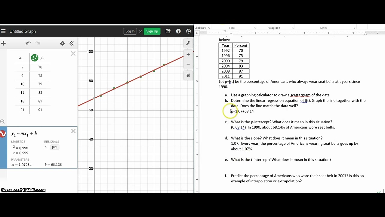 0 2d Linear Regression with Desmos - YouTube