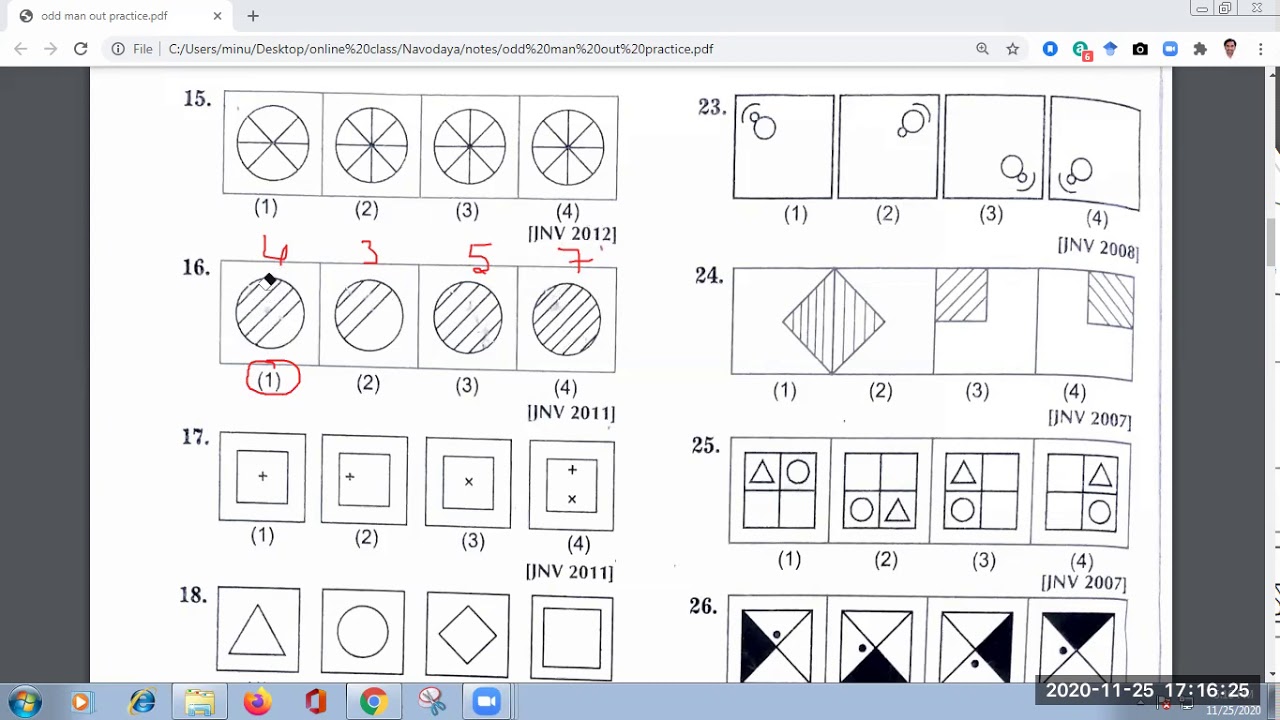MENTAL ABILITY | ODD MAN OUT -25- 11- 2020 | NAVODAYA | JNVST-2021 ...