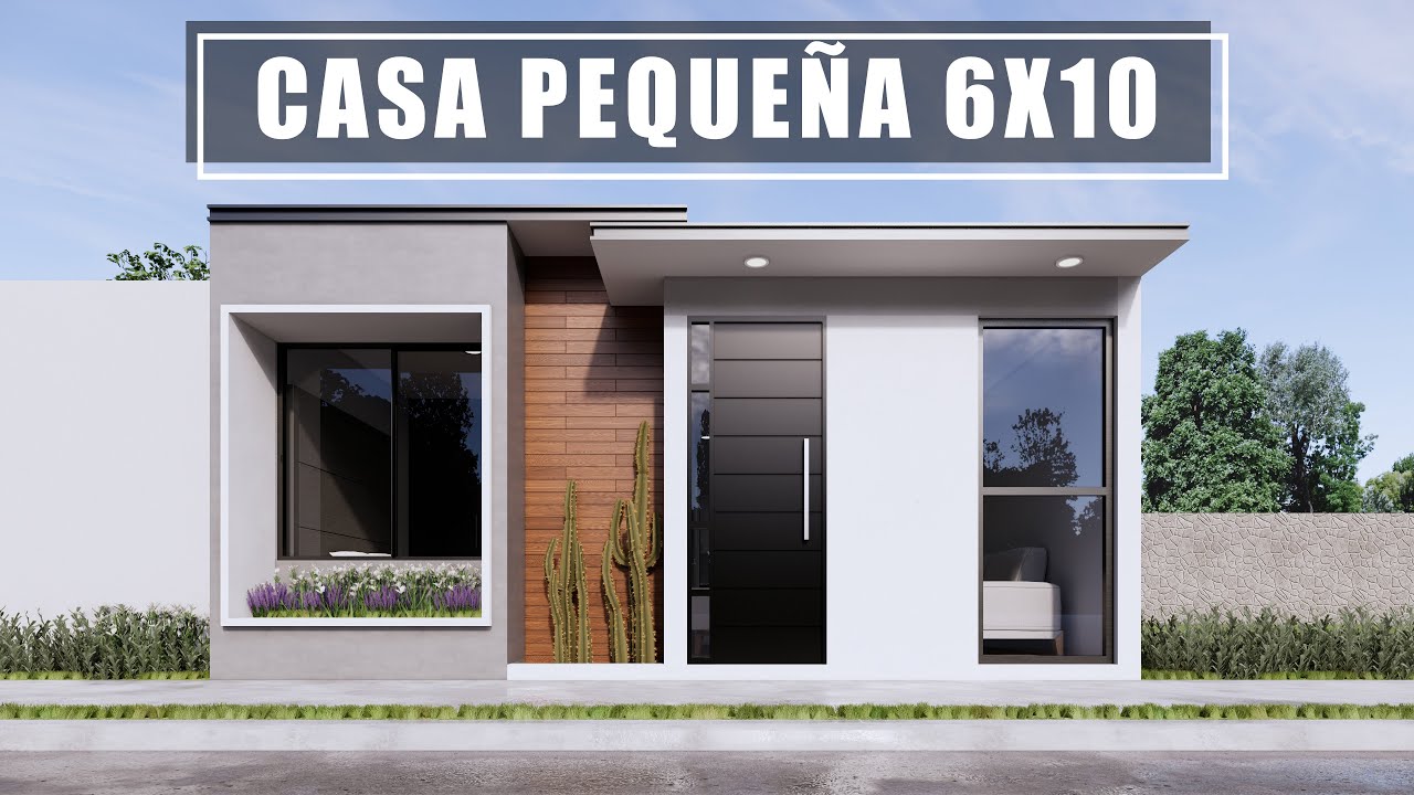 CASA DE 6X10 PEQUEÑA Y MODERNA DE UNA PLANTA CON DOS RECÁMARAS | PLANO ...