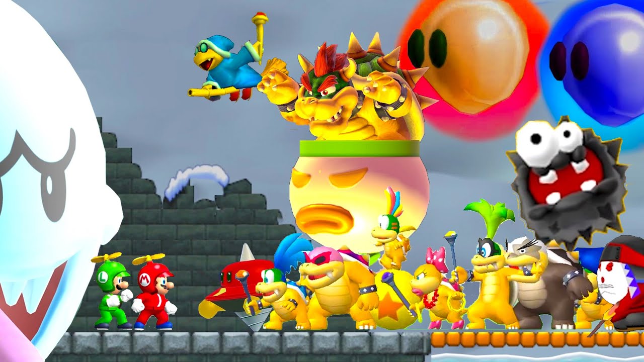 All Bosses in Newer Mario Bros. Wii (HD) - YouTube
