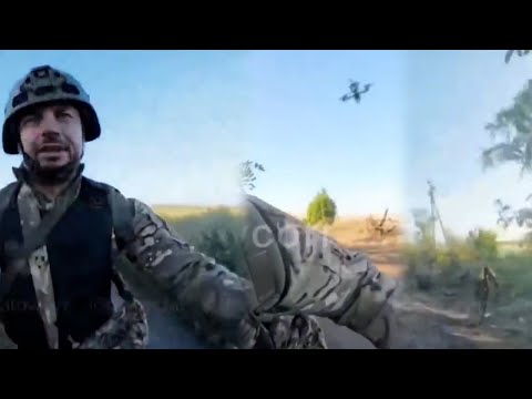 The moment a Russian journalist recording from the combat zone came under a drone attack