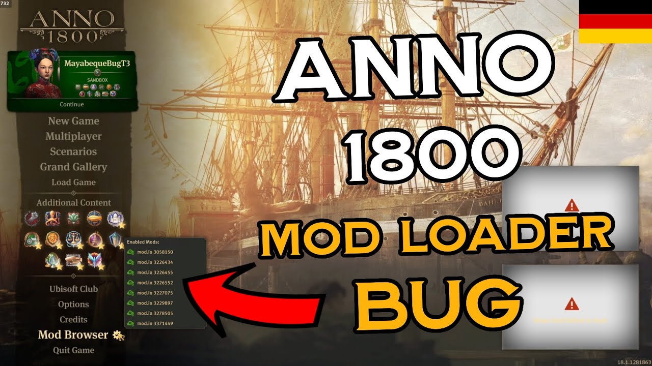 Anno 1800 Mod Loader Bug - Infos und Lösung zum nervigsten Bug des integrierten Mod Loaders ...
