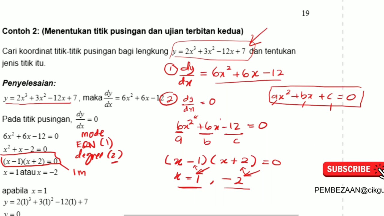 1.2.2 Contoh 2 Titik Pusingan Maksimum @ Minimum Pembezaan - YouTube