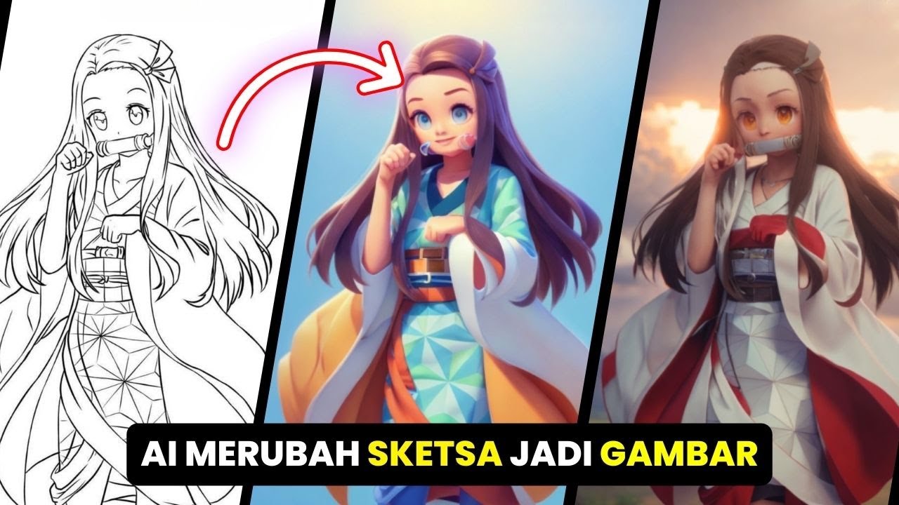 KEREN! Gambar Sketsa berubah jadi gambar anime dan 3D || Tutorial AI ...
