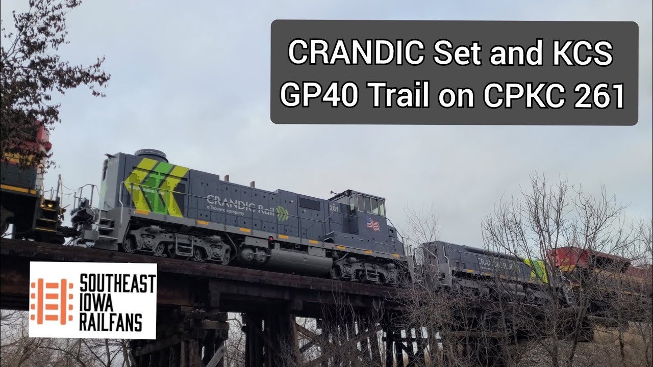 Repainted CRANDIC Rail Set and a KCS GP40-2 trail on CPKC 261 - YouTube