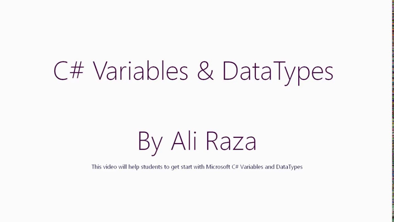 Lecture 2 C Variables And Datatypes Youtube