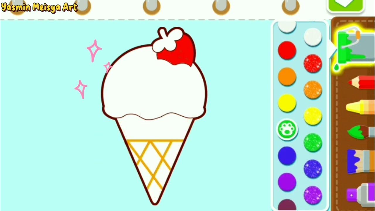 Coloring Ice Cream Cone Learn Color Drawing Painting For Kids And ...