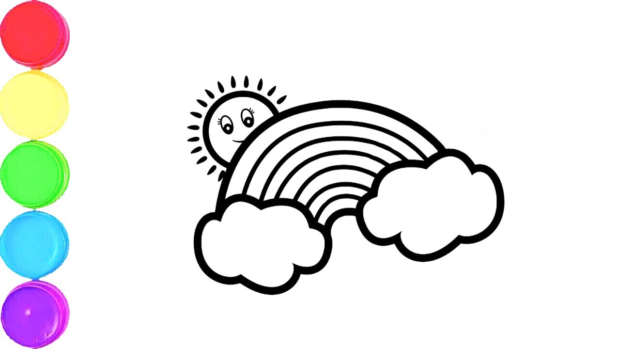 How to Draw Rainbow With Clouds Draw a Rainbow - YouTube