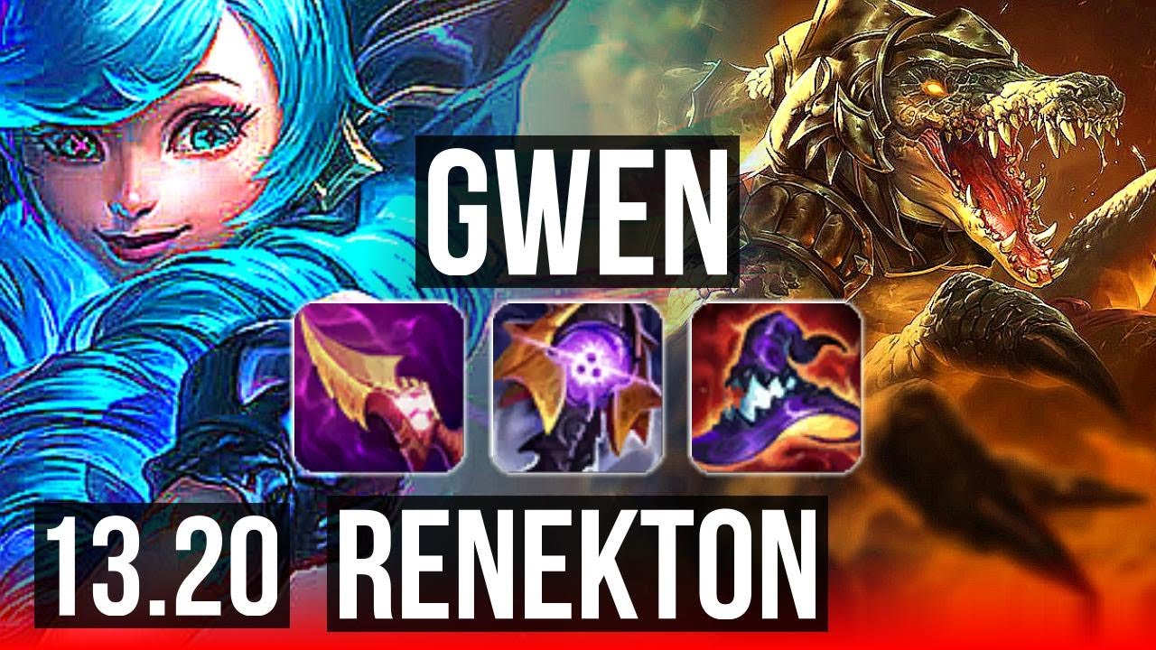 GWEN vs RENEKTON (TOP) | 10 solo kills, Legendary, 300+ games | EUW ...