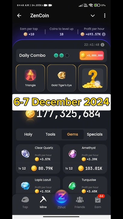 Zen coin daily combo 6 December Zen coin today combo cards 6 December | Zen coin airdrop - YouTube