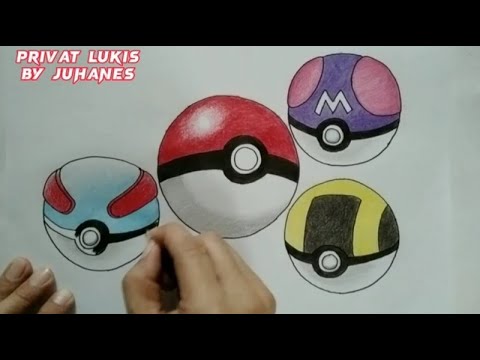 Menggambar PokeBall bagi pemula / How to draw PokeBall for the ...