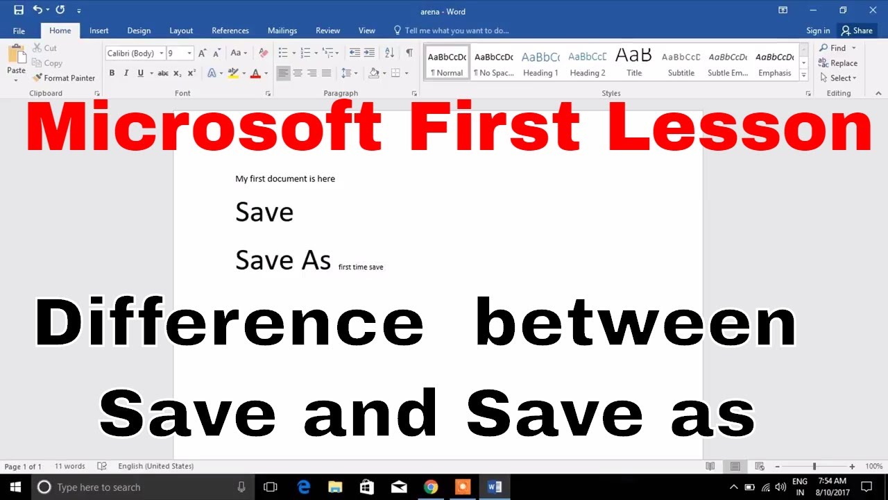 Microsoft Word 2016 what diffrent between Save and Save as - YouTube