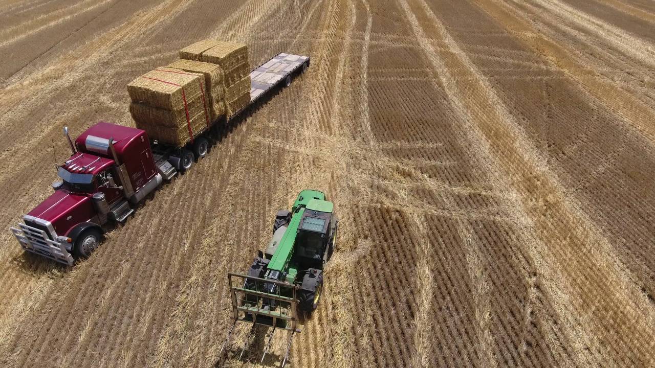 loading a truck with square bales Phantom 4 footage - YouTube