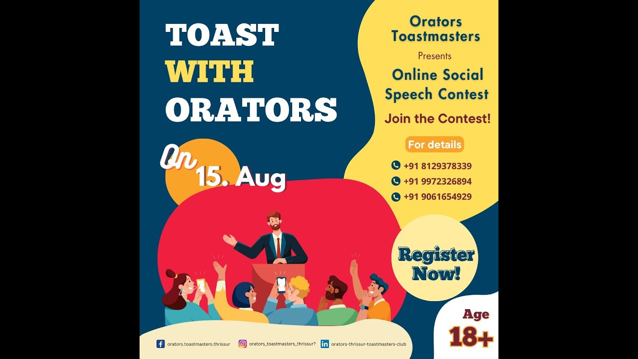 Orators Toastmasters Social Speech Contest 'Toast with Orators' - YouTube