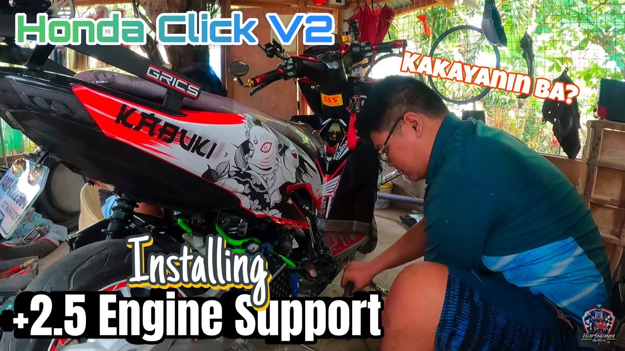 Honda Click v2 +2.5 Engine Support Installation | Kakayanin ba - YouTube