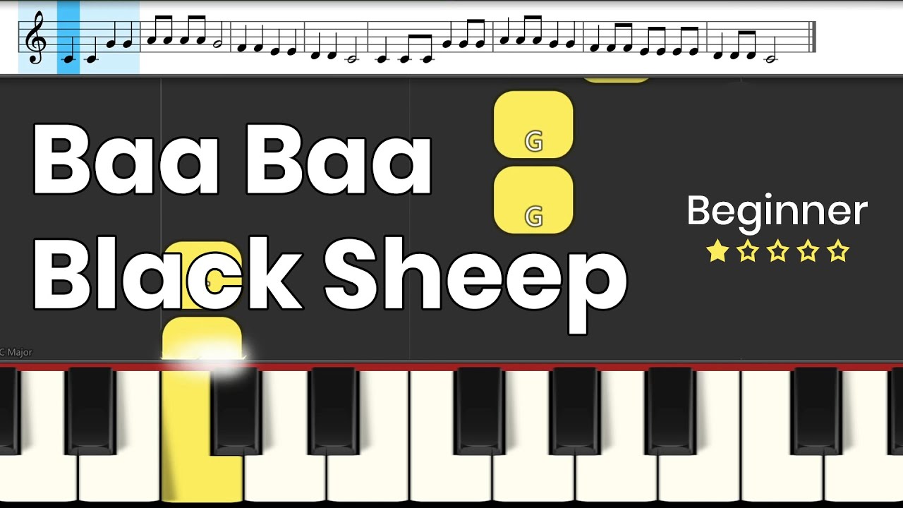 Baa Baa Black Sheep | Piano Play Along | Easy Piano Tutorial for ...