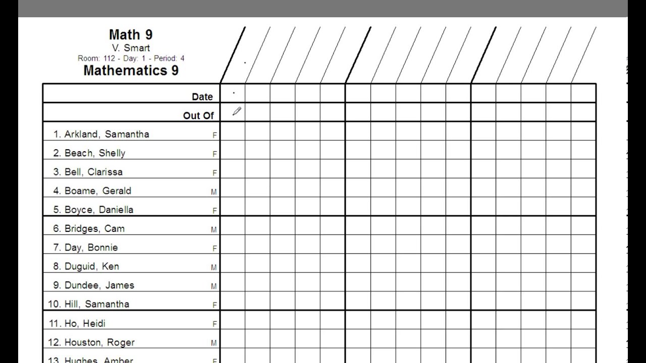 MarkBook® 5-1 Recording Grid Printout - YouTube