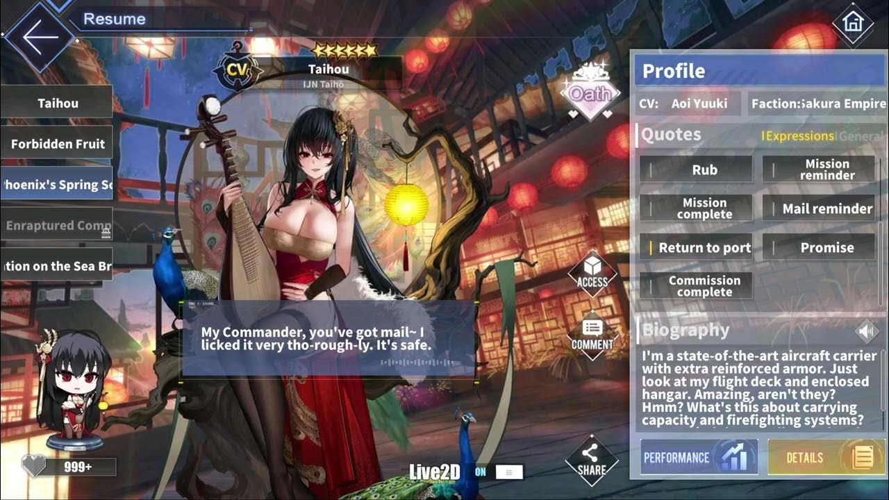 Azur Lane: Taihou L2D Skin [Phoenix's Spring Song] (Black Friday Akashi's Fire Sale 2021) - YouTube