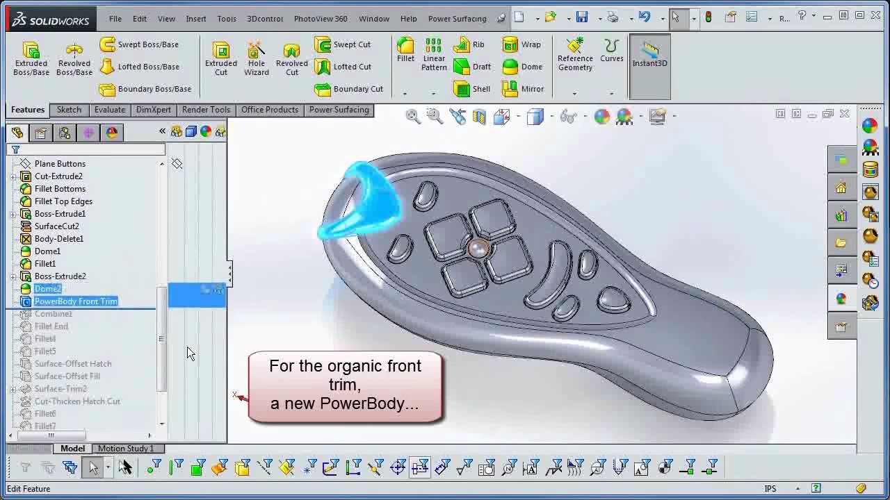 Modeling a Controller with the Power Surfacing add-in for SOLIDWORKS ...