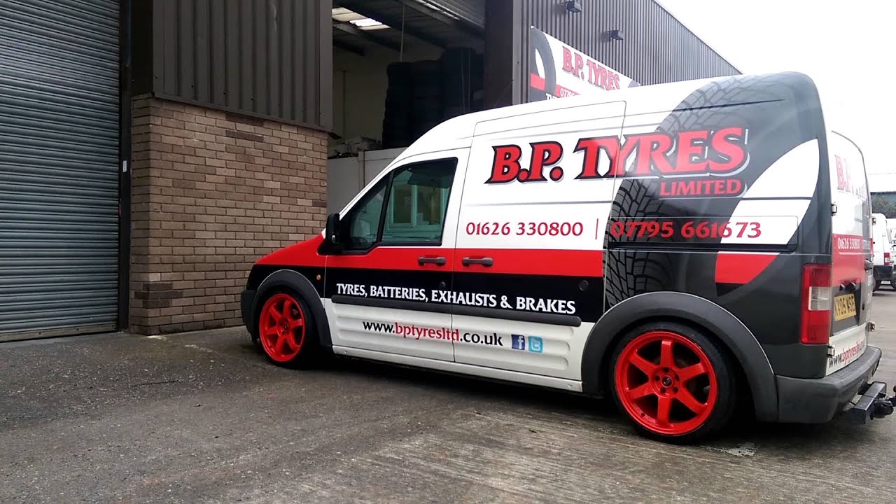 Bp tyres lowered on ROTA wheels transit connect - YouTube