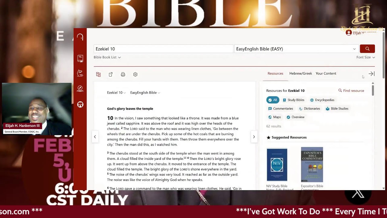 “Read Thru The Bible & Prayer w/Bishop Hankerson” Day 106 EASY (Ezekiel 1-10). - YouTube