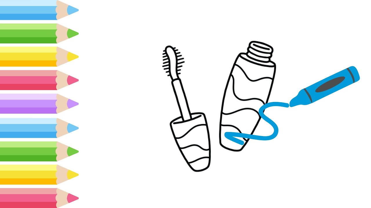 Cute Colorful Mascara Drawing for Kids| Let's Color a Cute Multicolored ...