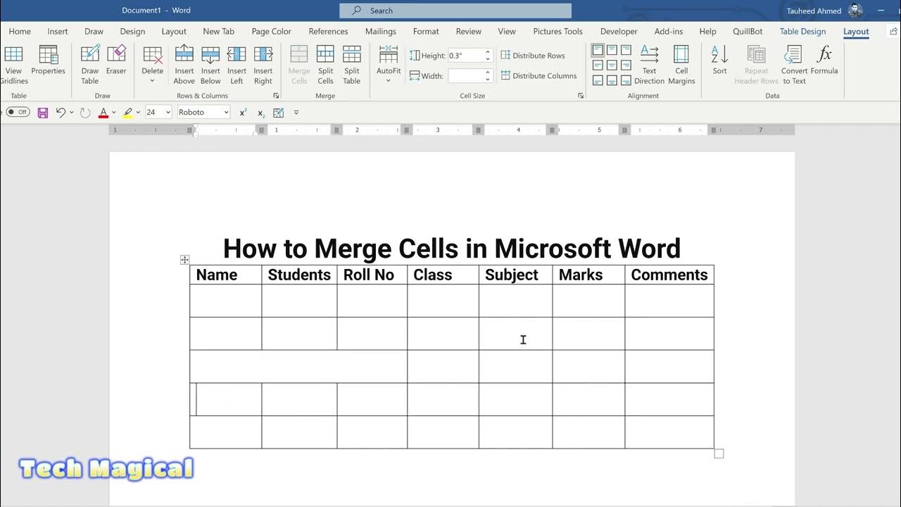 how to merge cells in a table in word - YouTube