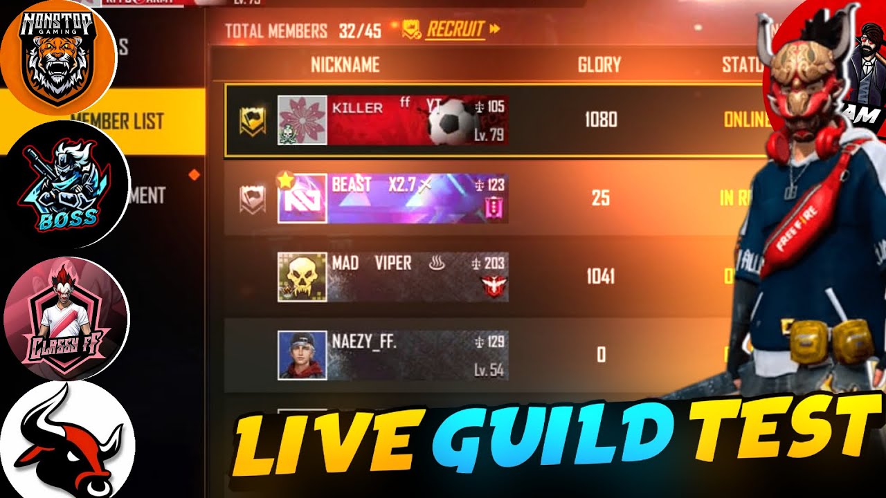 KFFG ARMY 🌸 GUILD TEST LIVE..🛑+ CUSTOM ROOMS ️ | #FREEFIRELIVE # ...