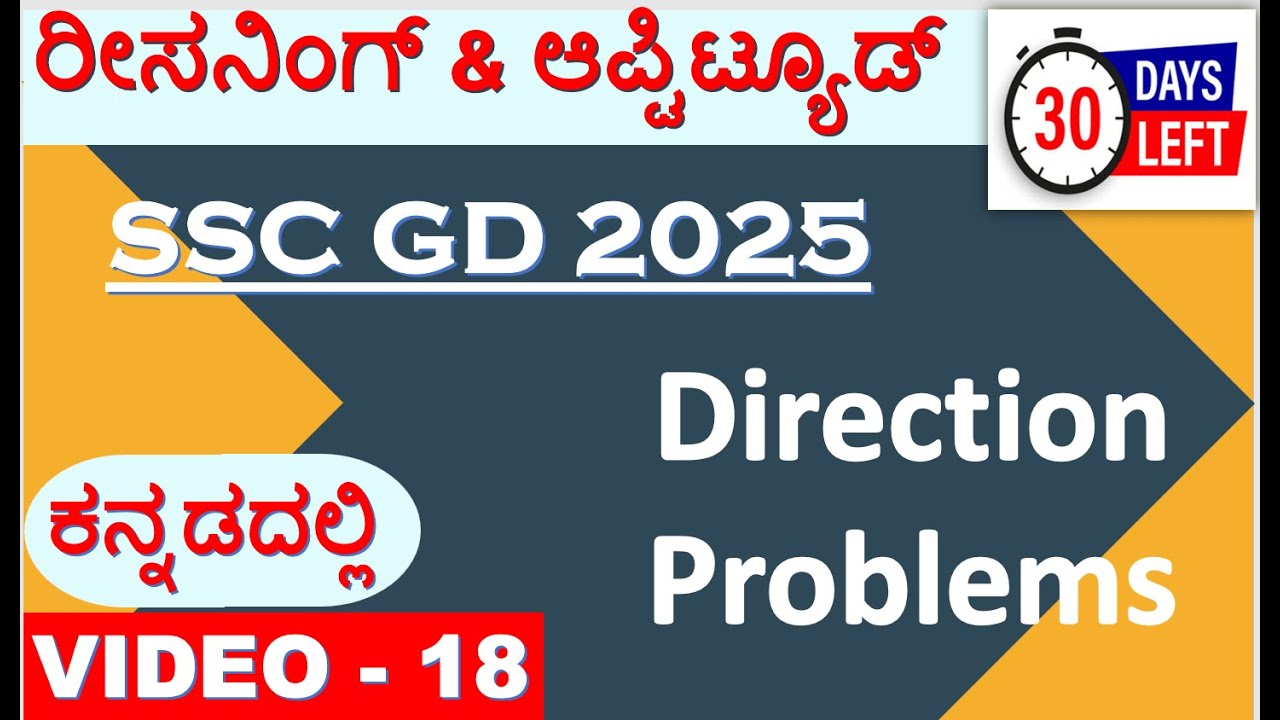 SSC GD 2025 Kannad|SSC GD-18|DIRECTION PROBLEMS KANNADA|SSC GD MATHS KANNADA|SSC GD GK Kannada ...