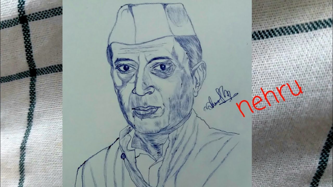 How to draw Mr.Jawaharlal Nehru # pen drawing - YouTube