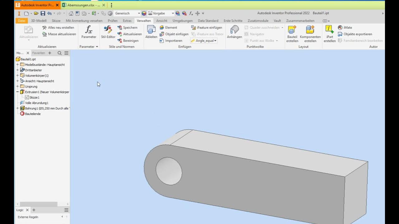 Inventor Parameter mit Excel steuern - YouTube