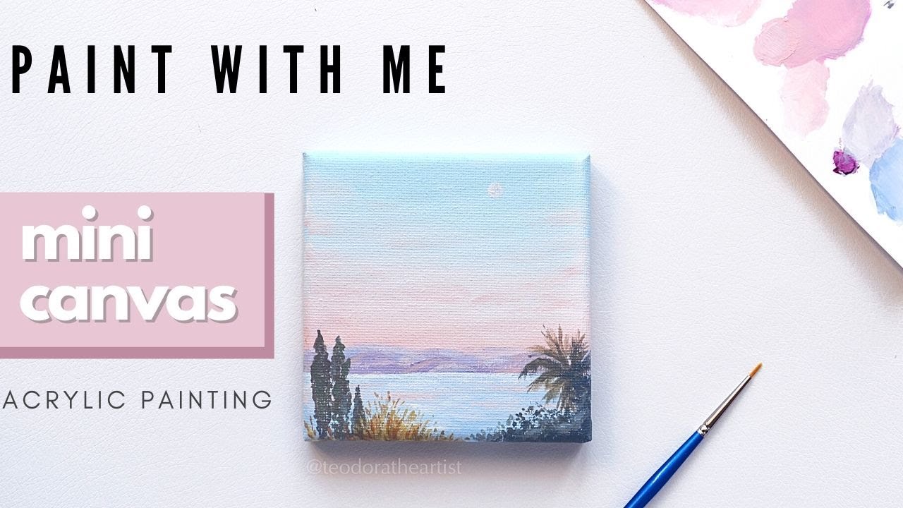 Mini Canvas Painting | PAINT WITH ME : Seascape | Acrylic Painting ...