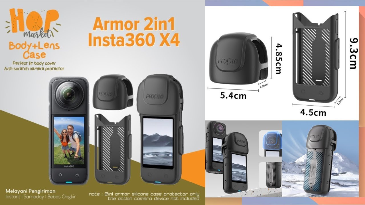 Silikon Body Case dan Lens Cover Insta 360 X4 (Pelindung Kamera & Lensa ...