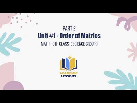 Part 2 | Unit #1 - Order of Matrics (Math 9th Class Science Group ...
